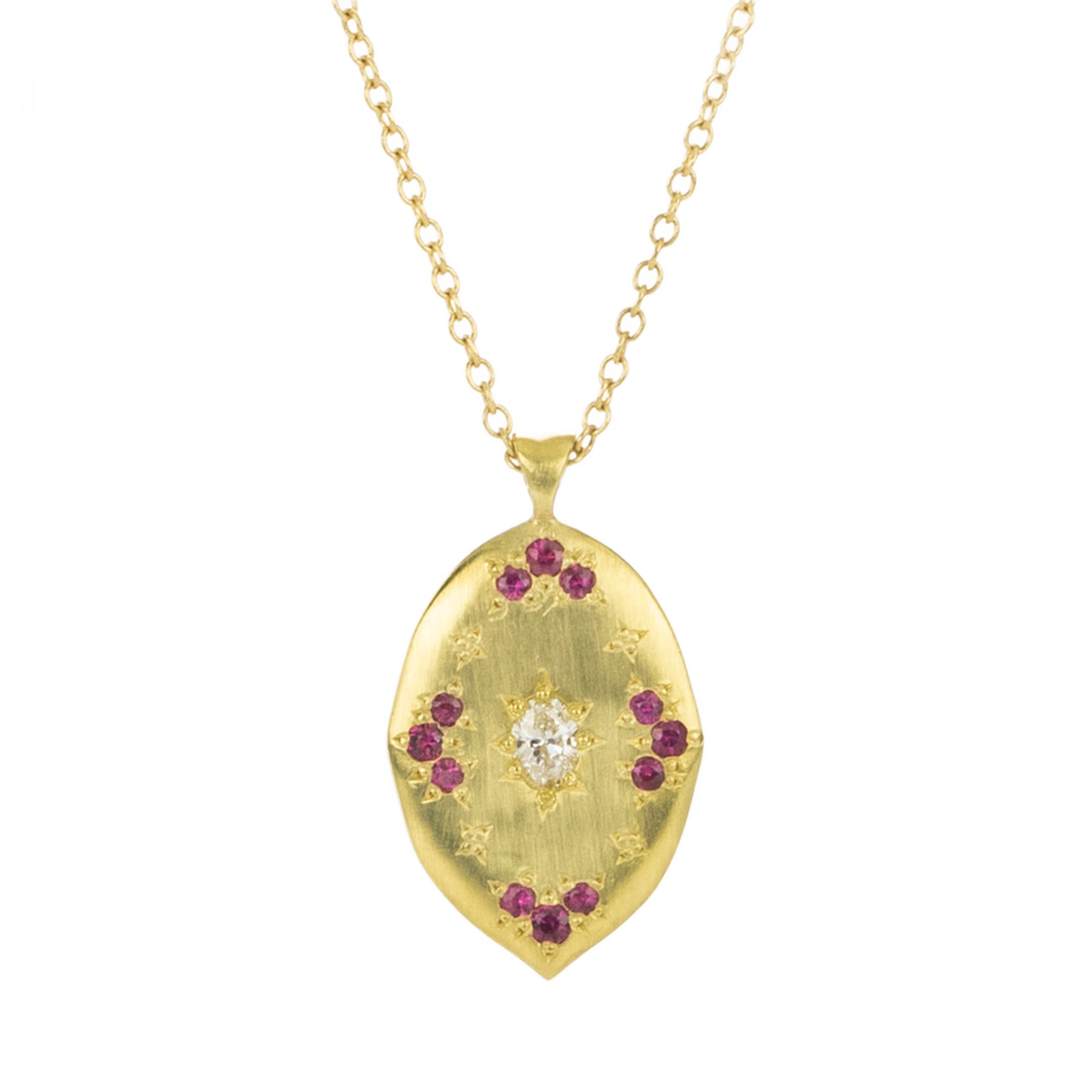 Adel Chefridi Ruby and Diamond Sand Dollar Pendant Necklace | Quadrum ...