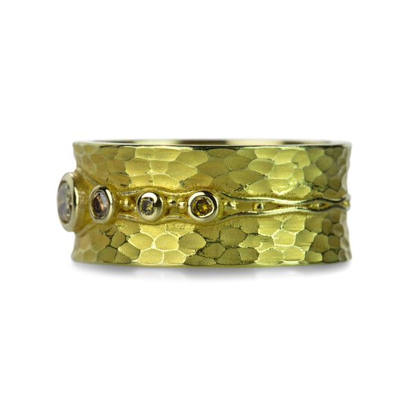 Barbara Heinrich Wide Carved Glacier Band with Brown Diamonds | Quadru ...