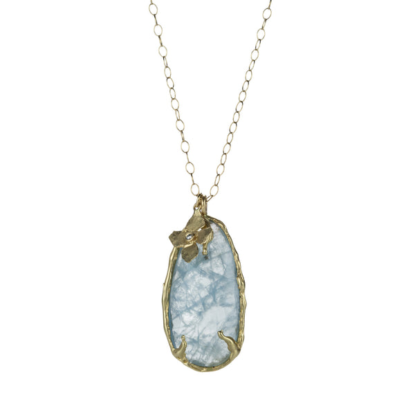 Victoria Cunningham Rose Cut Aquamarine and Flower Pendant Necklace ...